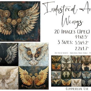 Steampunk Angel Wings Jpeg Papers: Industrial Art (digital Download) - Etsy