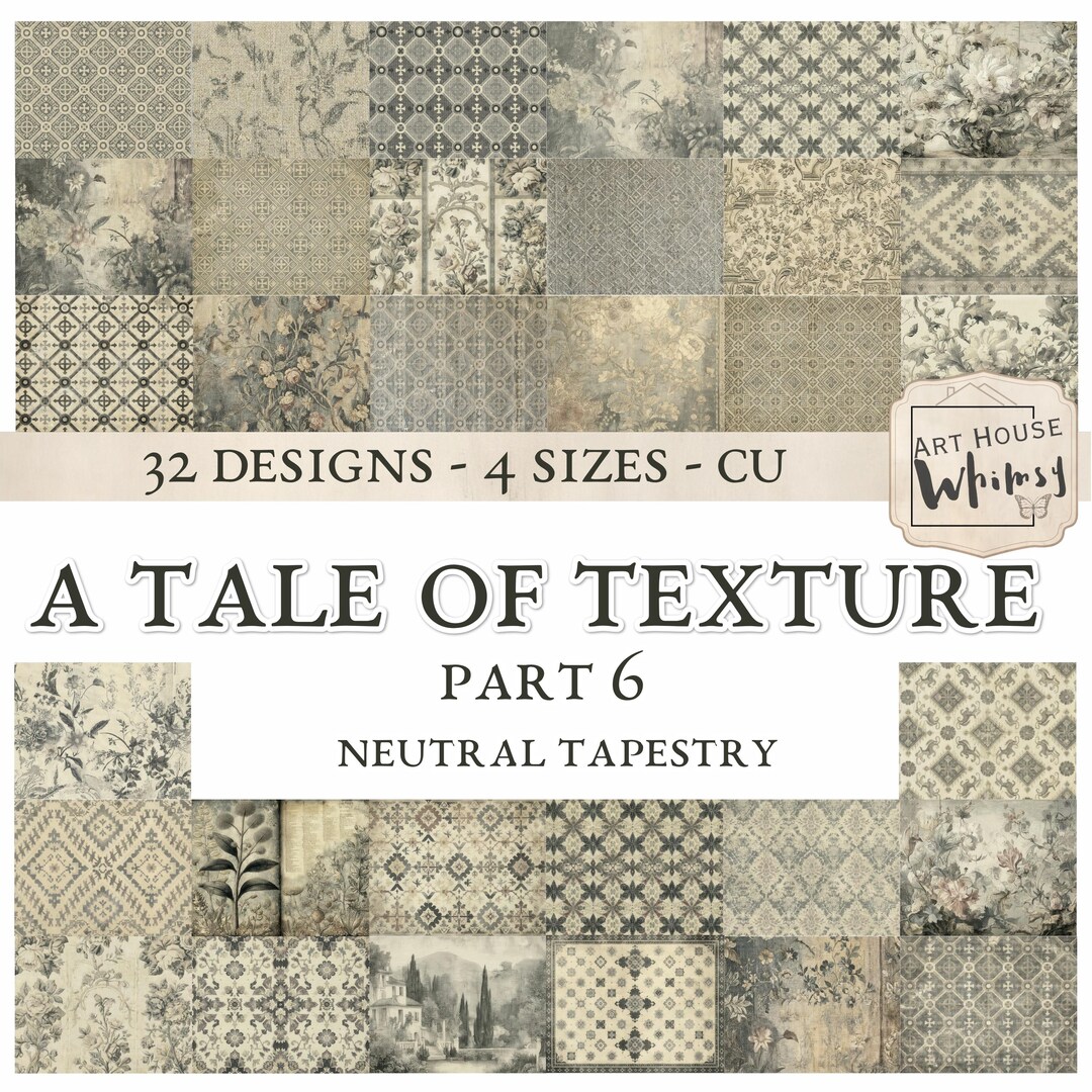A Tale of Texture 6: 32 Medieval Style Neutral Tapestry Papers, 4 Sizes ...