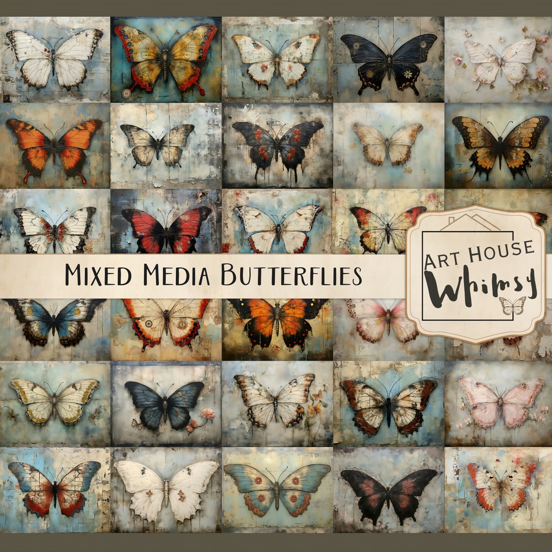 Mixed Media Butterflies, Butterfly Journal Pages, Grunge/painterly ...