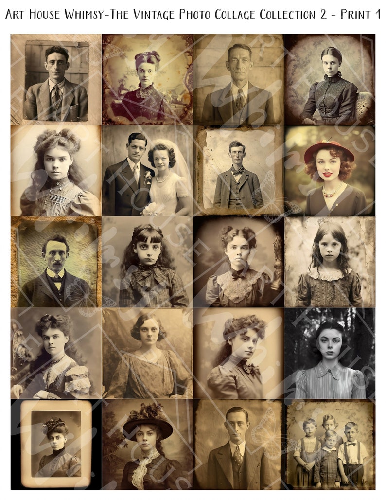 The Vintage Photo Collage Collage Collection 2: 100 Small Images ...