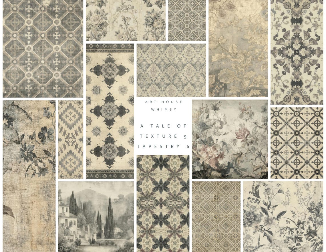 A Tale of Texture 6: 32 Medieval Style Neutral Tapestry Papers, 4 Sizes ...