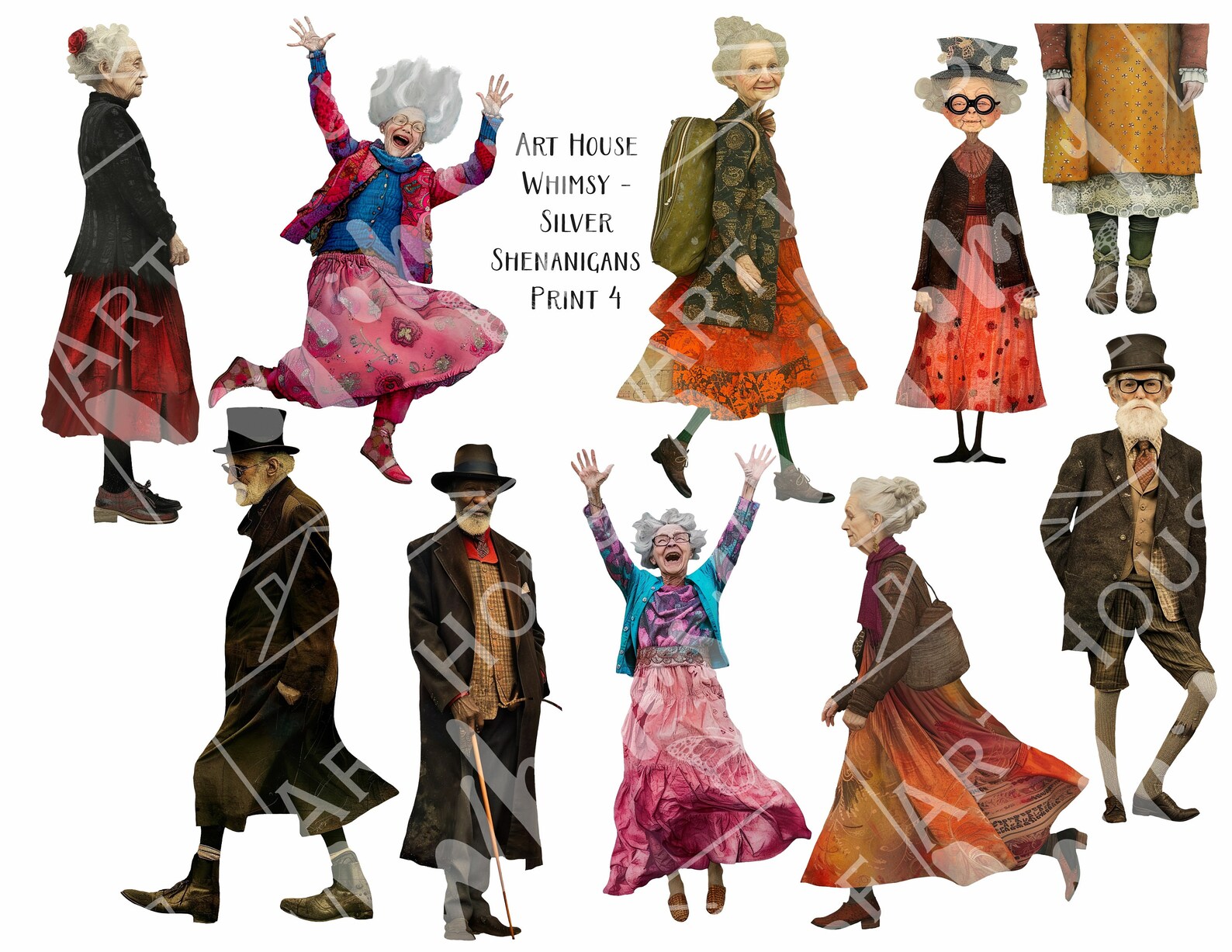 Silver Shenanigans: Whimsical Senior Clipart, Fun Oldies Graphics (10 ...