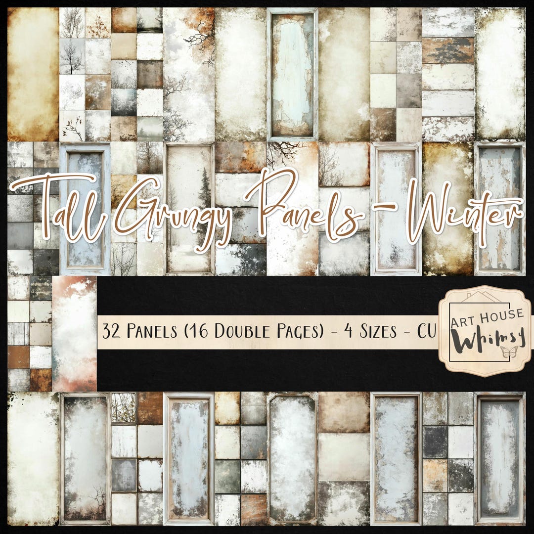 Tall Grungy Panels-winter: Grungy Panels Tall Junk Journal Pages ...
