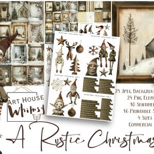 A Rustic Christmas - Neutral Vintage Christmas Elves, Elf Clipart ...