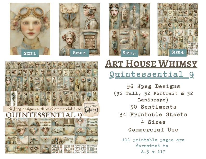 Quintessential 9-steampunk Junk Journal Kit: Vintage Spring Soft Cream ...