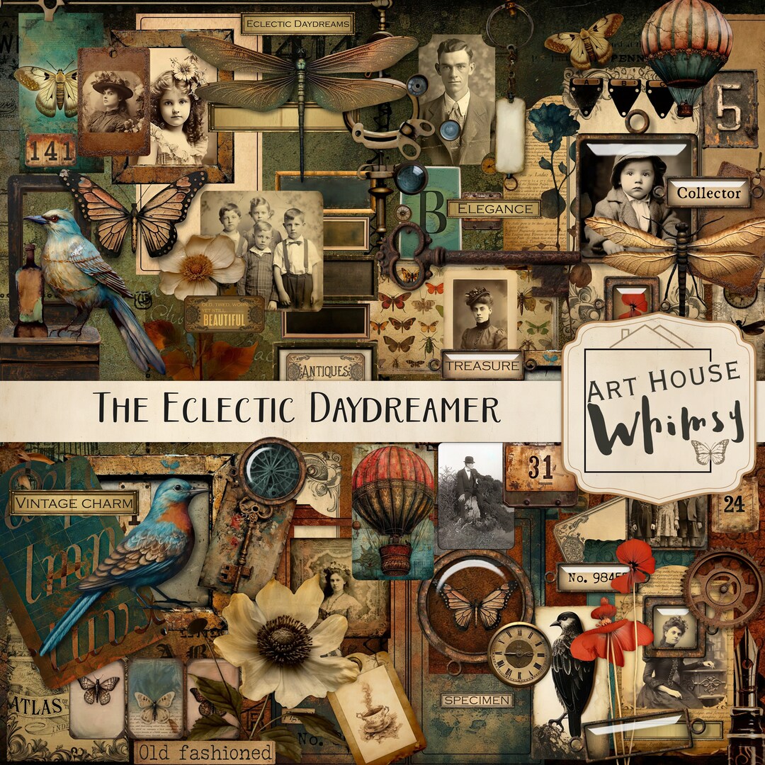 Dark Grunge Vintage Digital Scrapbooking Kit: Eclectic Ephemera ...