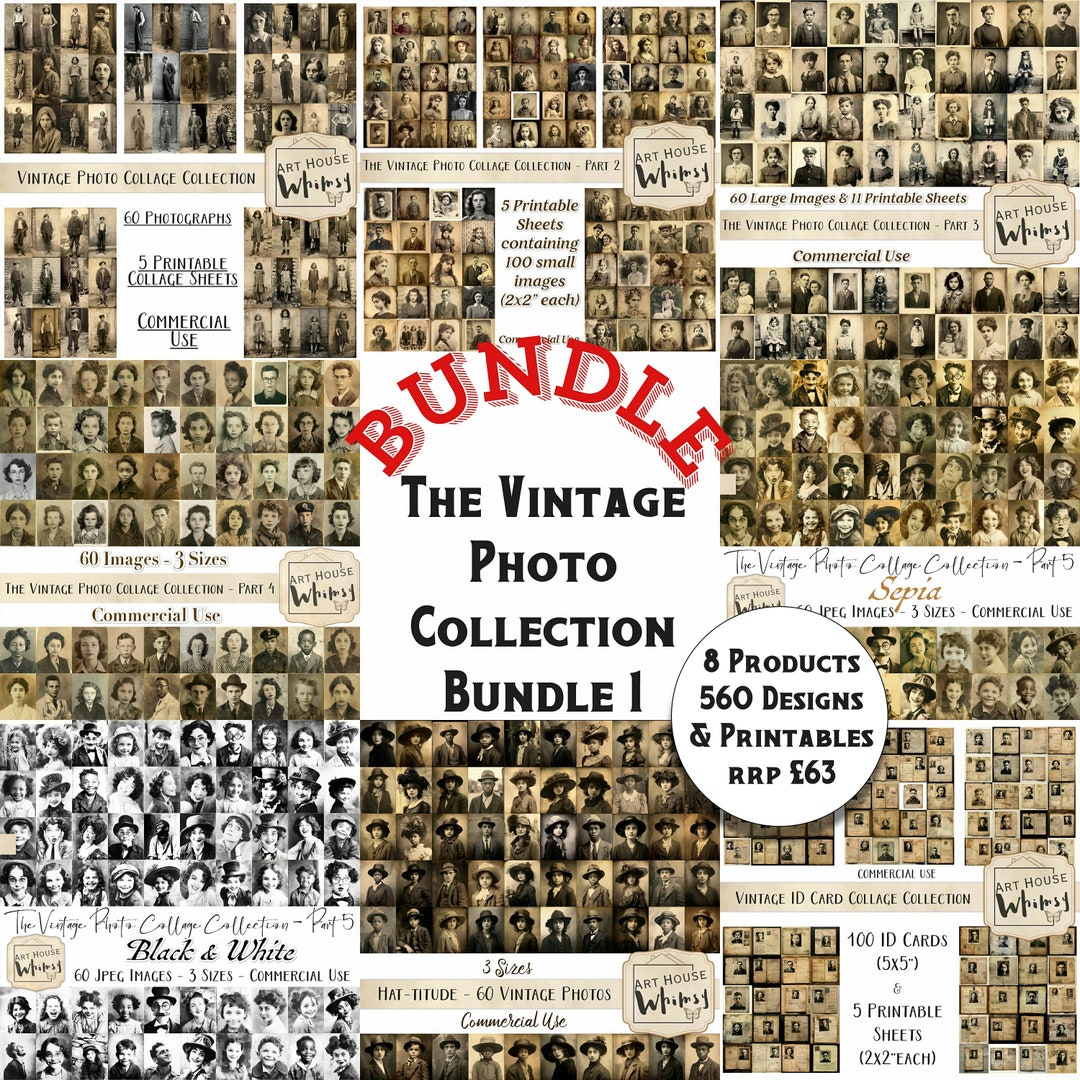 The Vintage Photo Collection Bundle 1 - 560 Designs & Printables, Junk ...
