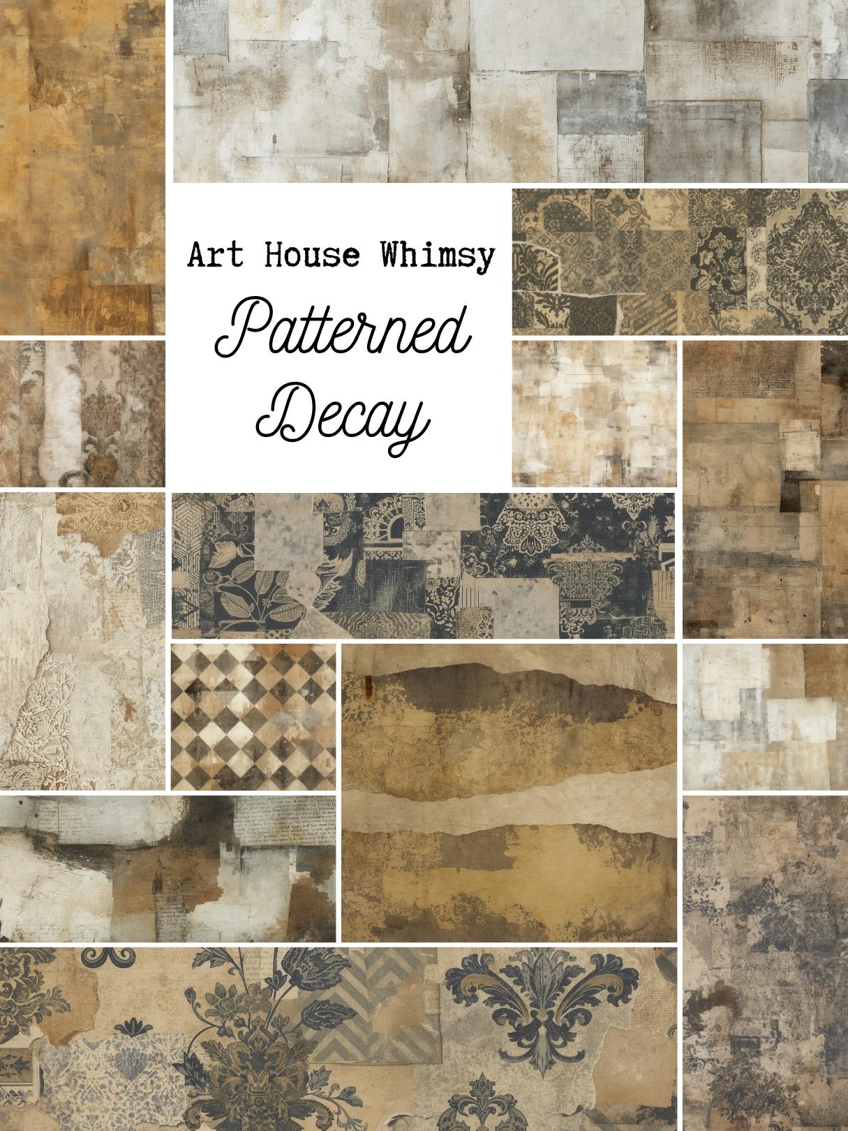 Patterned Decay: 32 Dirty Grunge Texture Vintage Collage Papers, 4 ...