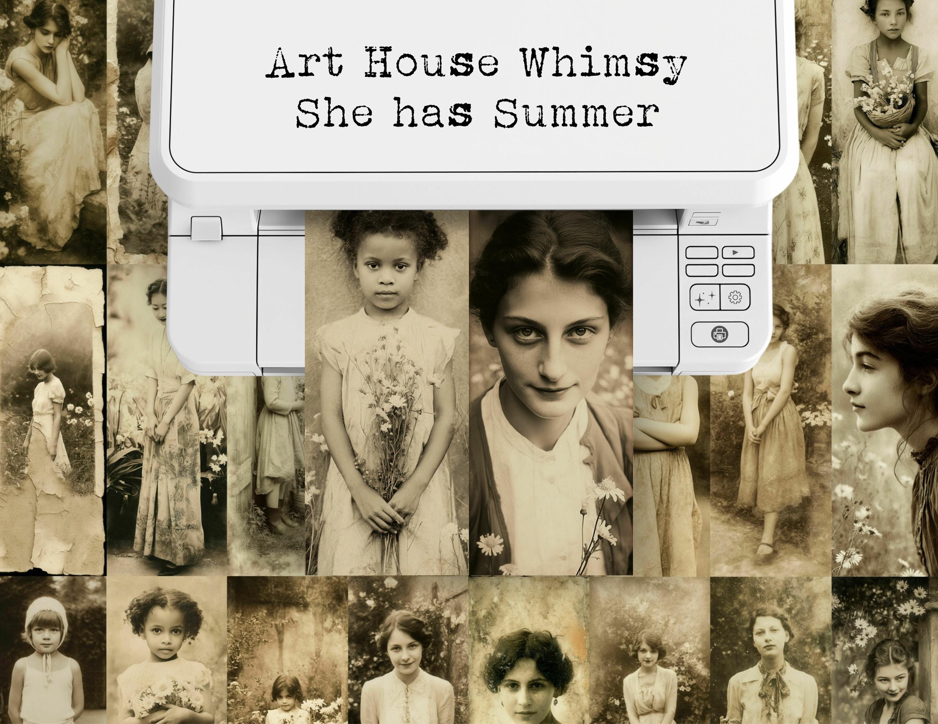She Has Summer: Vintage Summer Sepia Girls, 64 Digital Art Images ...