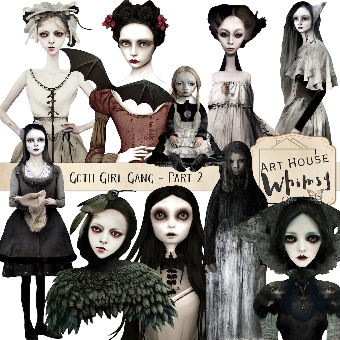 Goth Girl Gang Part 2 - 11 PNG Elements, Gothic/horror/halloween ...