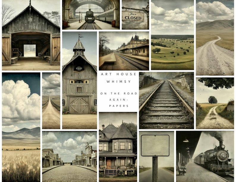 On the Road Again Backgrounds: Vintage Railway Landscape Papers, Rustic ...