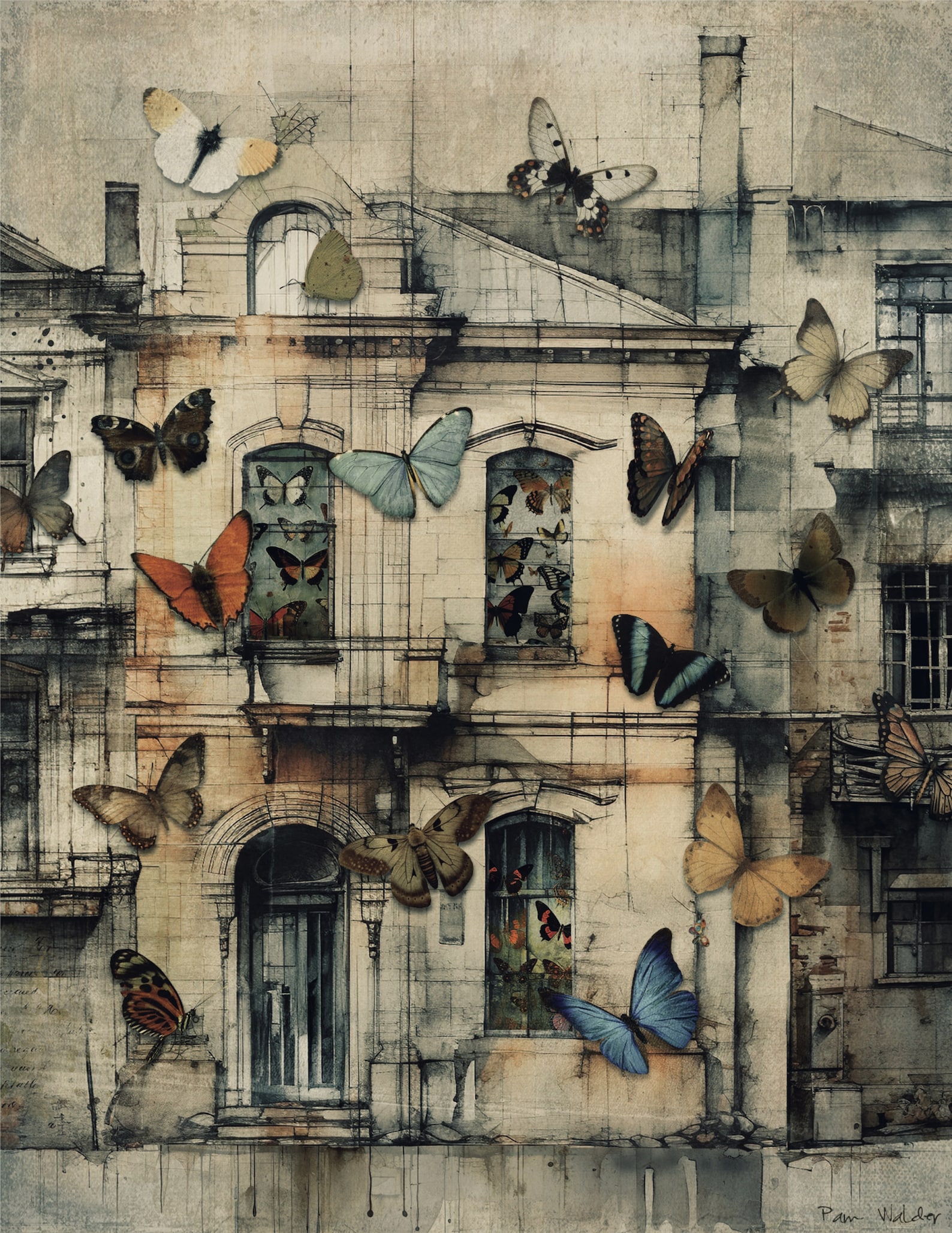 Architectural Art Backgrounds: Painterly Old Buildings Art ...