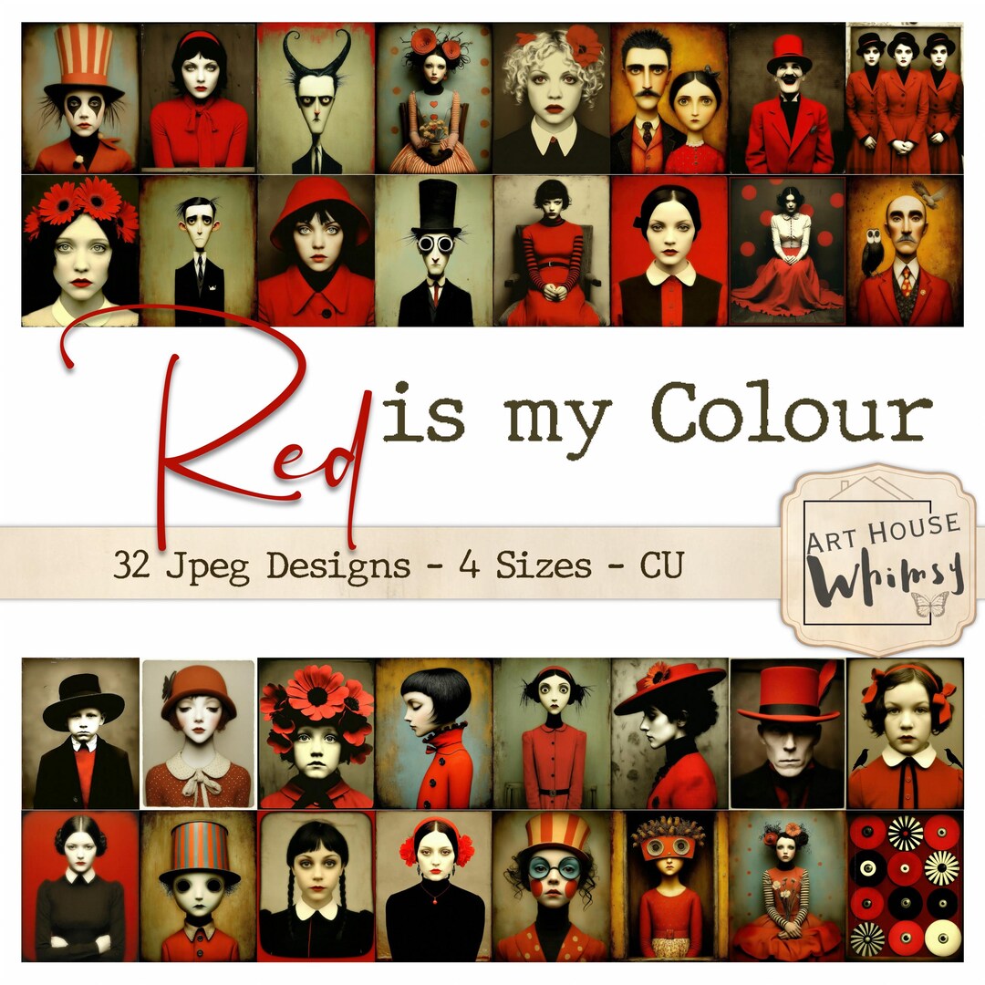 Red is My Colour: Gothic Character Junk Journal Images, Red Designs ...