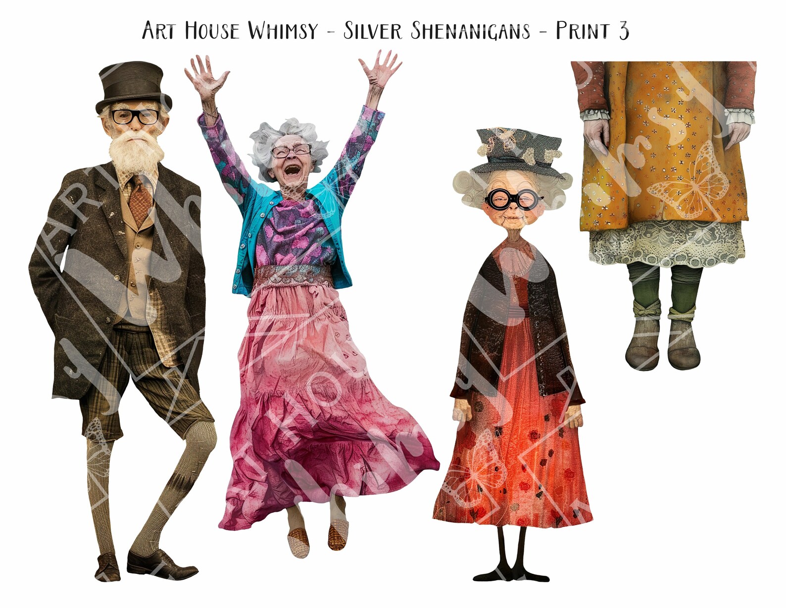 Silver Shenanigans: Whimsical Senior Clipart, Fun Oldies Graphics (10 ...