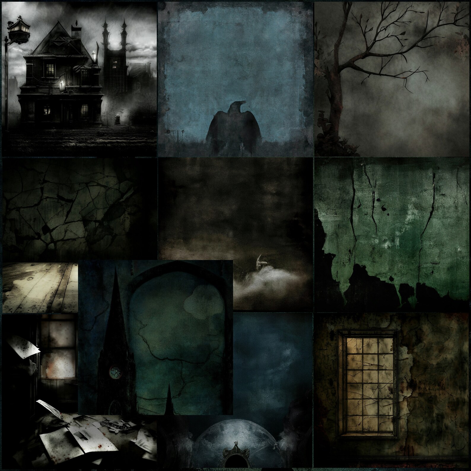 Dark & Creepy Papers: Gothic Halloween Digital Paper Backgrounds ...
