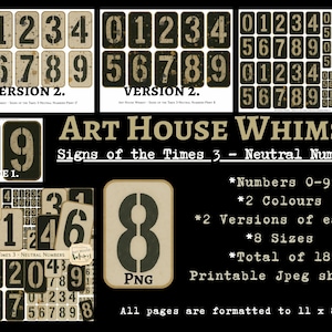 Signs of the Times 3 - Neutral Numbers Vintage Grungy Numbers. Png ...