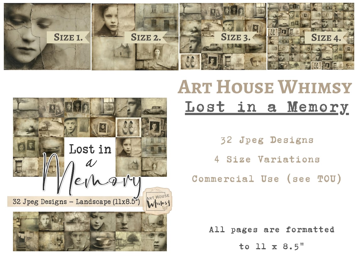 Lost in a Memory: 32 Jpeg Designs (11x8.5"), Sepia Portrait Photo ...