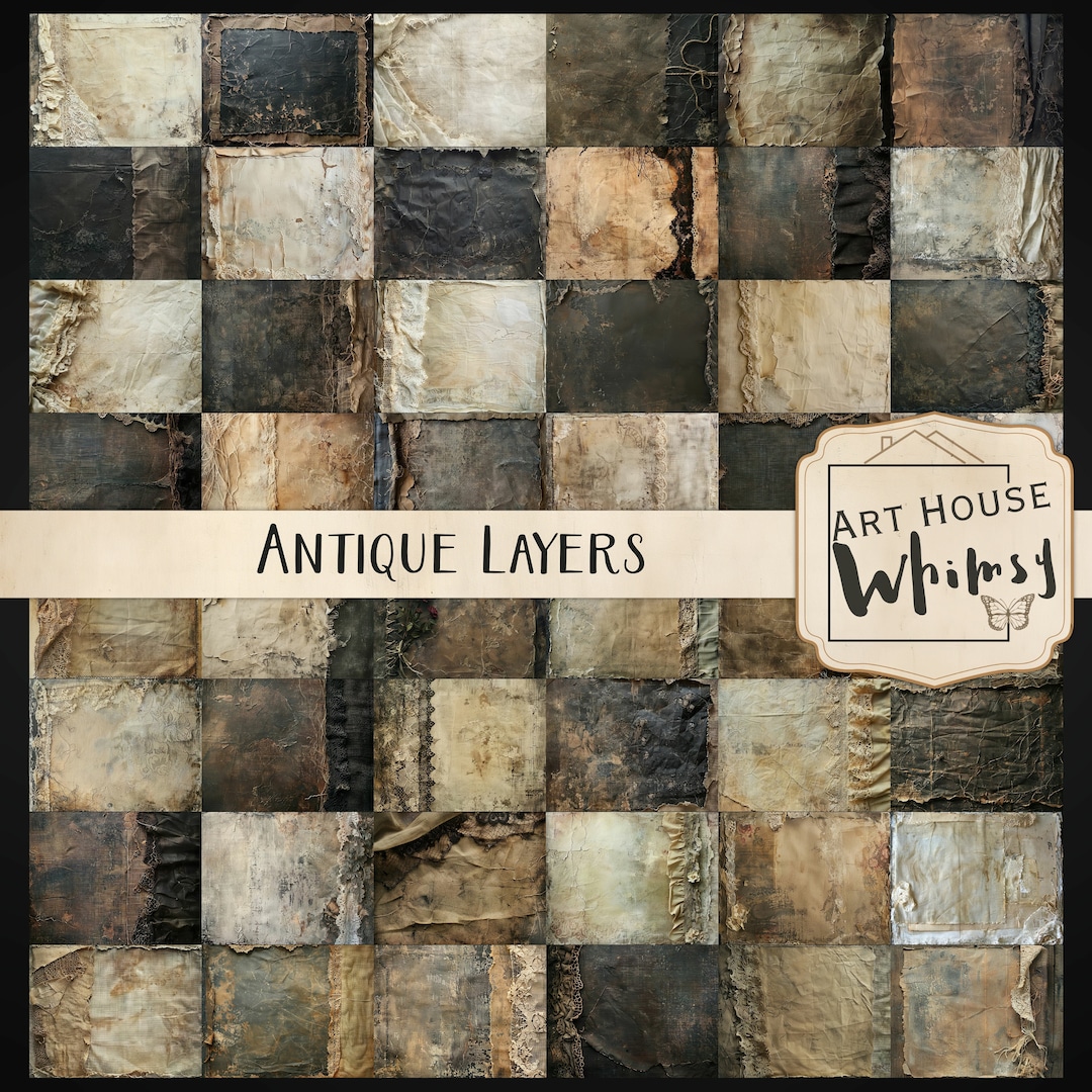 Antique Layers - 50 Vintage Muted Textural & Tattered Layered Papers ...