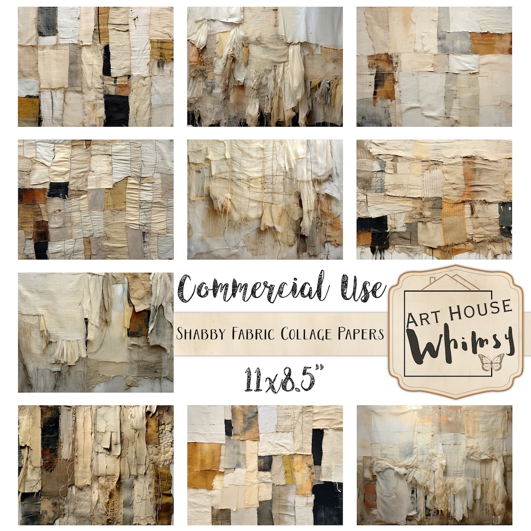 Shabby Fabric Collage Papers, 10 Shabby Grunge Textile Jpeg Backgrounds ...