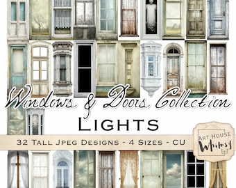 Vintage Windows & Doors Digital Collage Set: Dark Textures (digital ...
