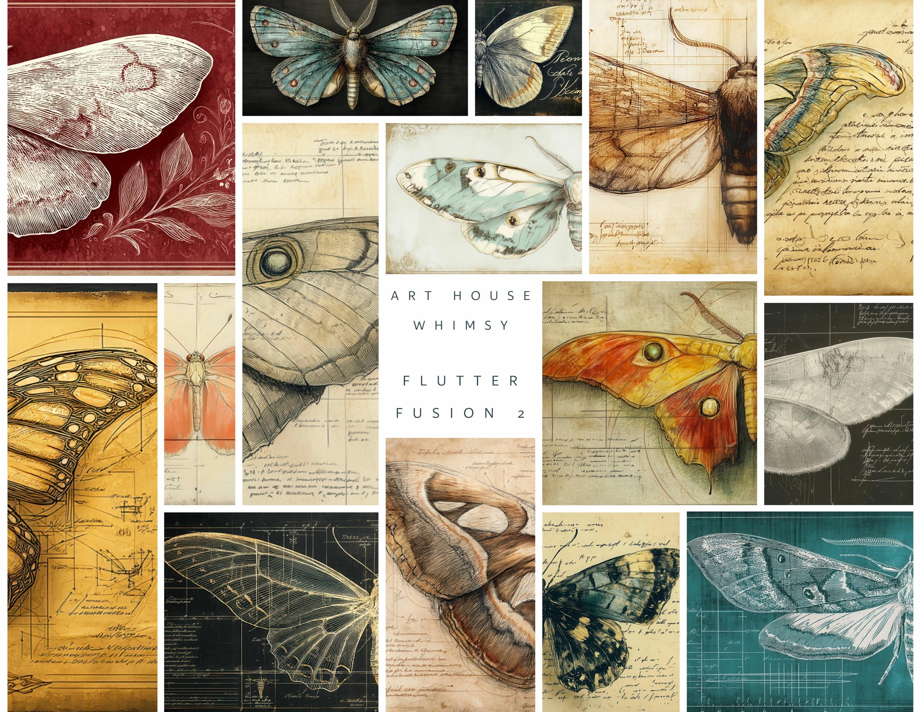 Flutter Fusion 2: Vintage Butterfly & Moth Wing Images, Collage, Junk ...