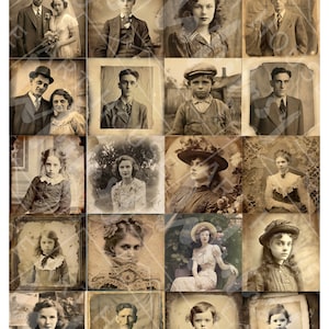 Vintage Portrait Photo Collage: 100 Small Images (digital Download) - Etsy