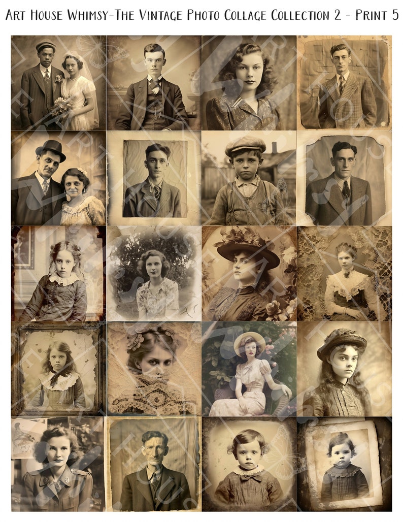 The Vintage Photo Collage Collage Collection 2: 100 Small Images ...