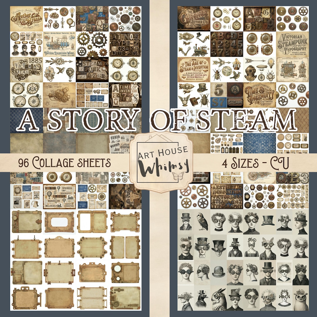 A Story of Steam: Mega Victorian Steampunk Collage Collection, Junk ...