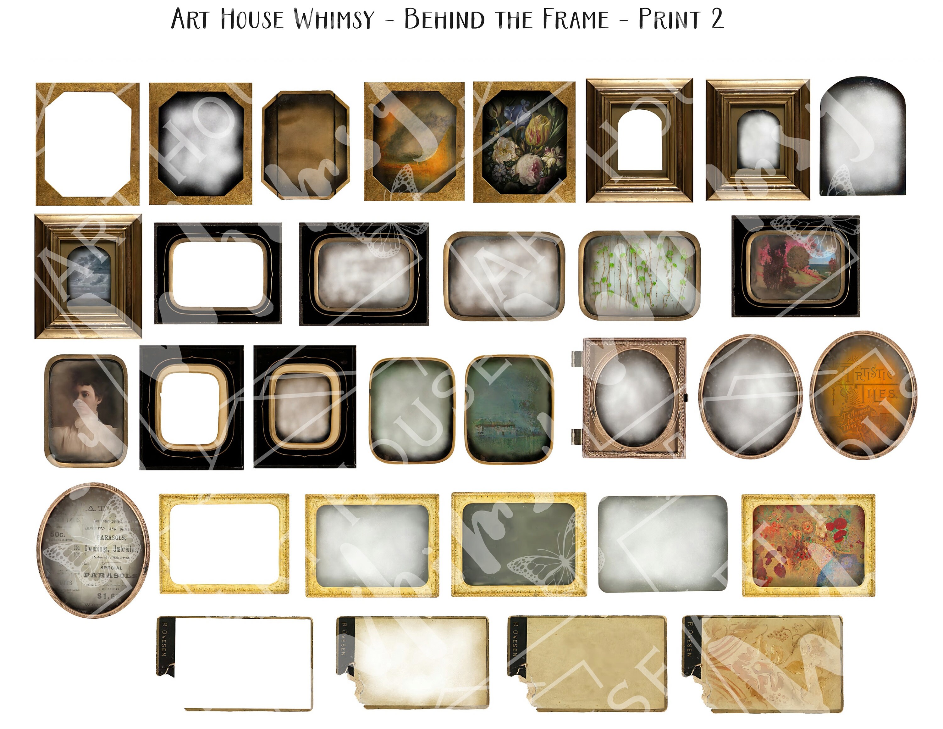 Antique Frames Clipart: Worn Vintage Styles (digital Download) - Etsy