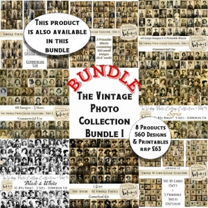 Vintage ID Card Collage Collection - 100 Images for Junk Journals, 5 ...