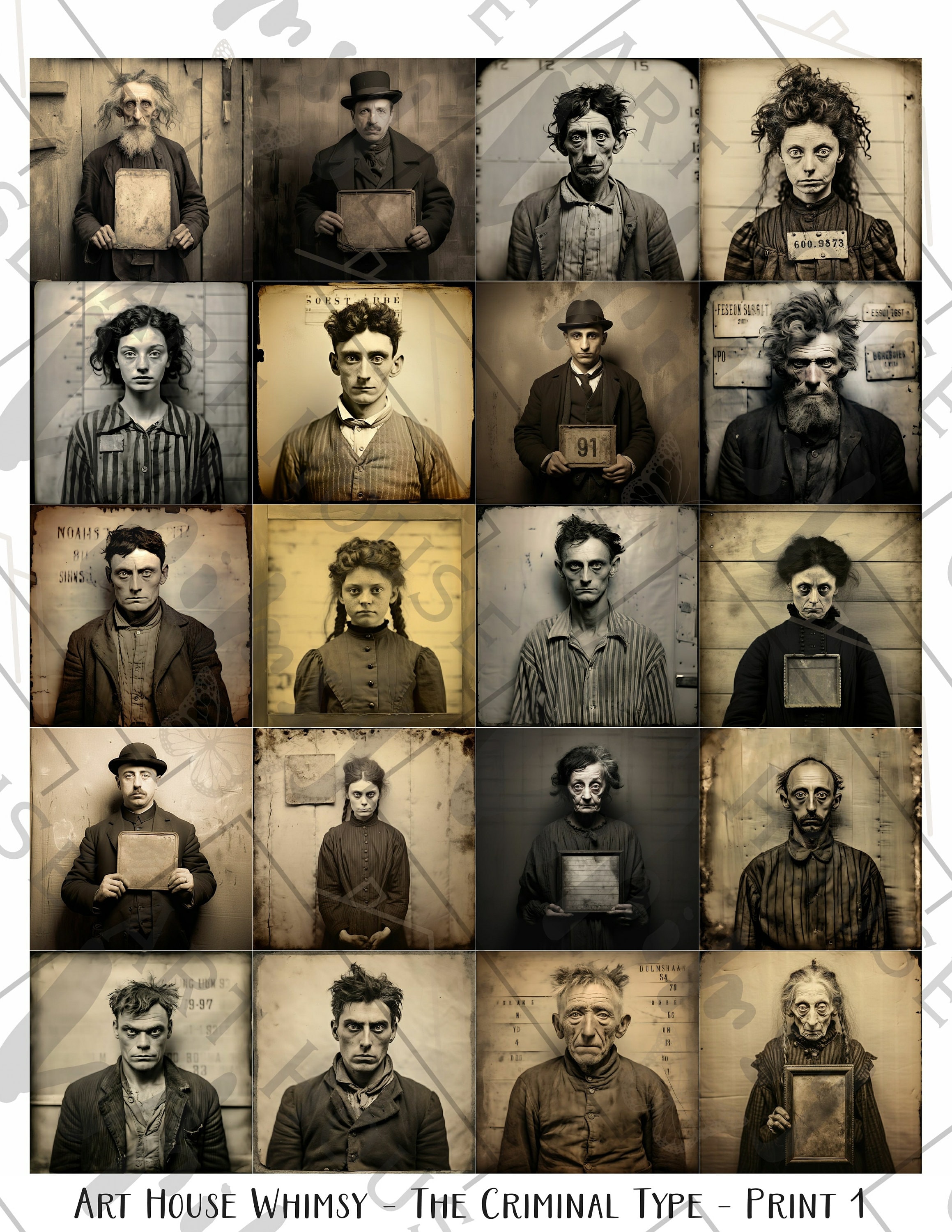 The Criminal Type 1: Vintage Mugshot Printable Images, 100 Crime Photos ...