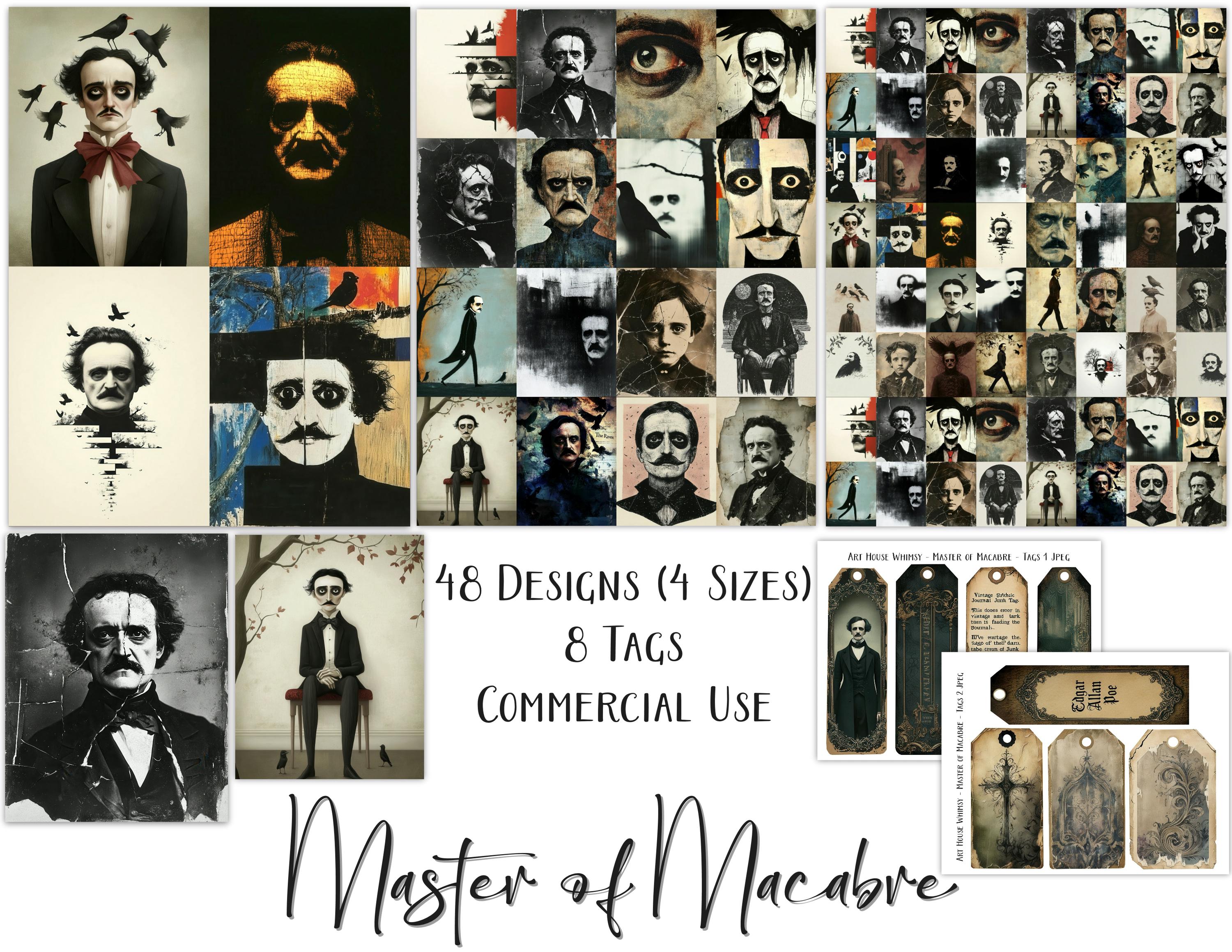Master of Macabre: Edgar Allan Poe Graphics, Spooky Halloween Art, Tags ...