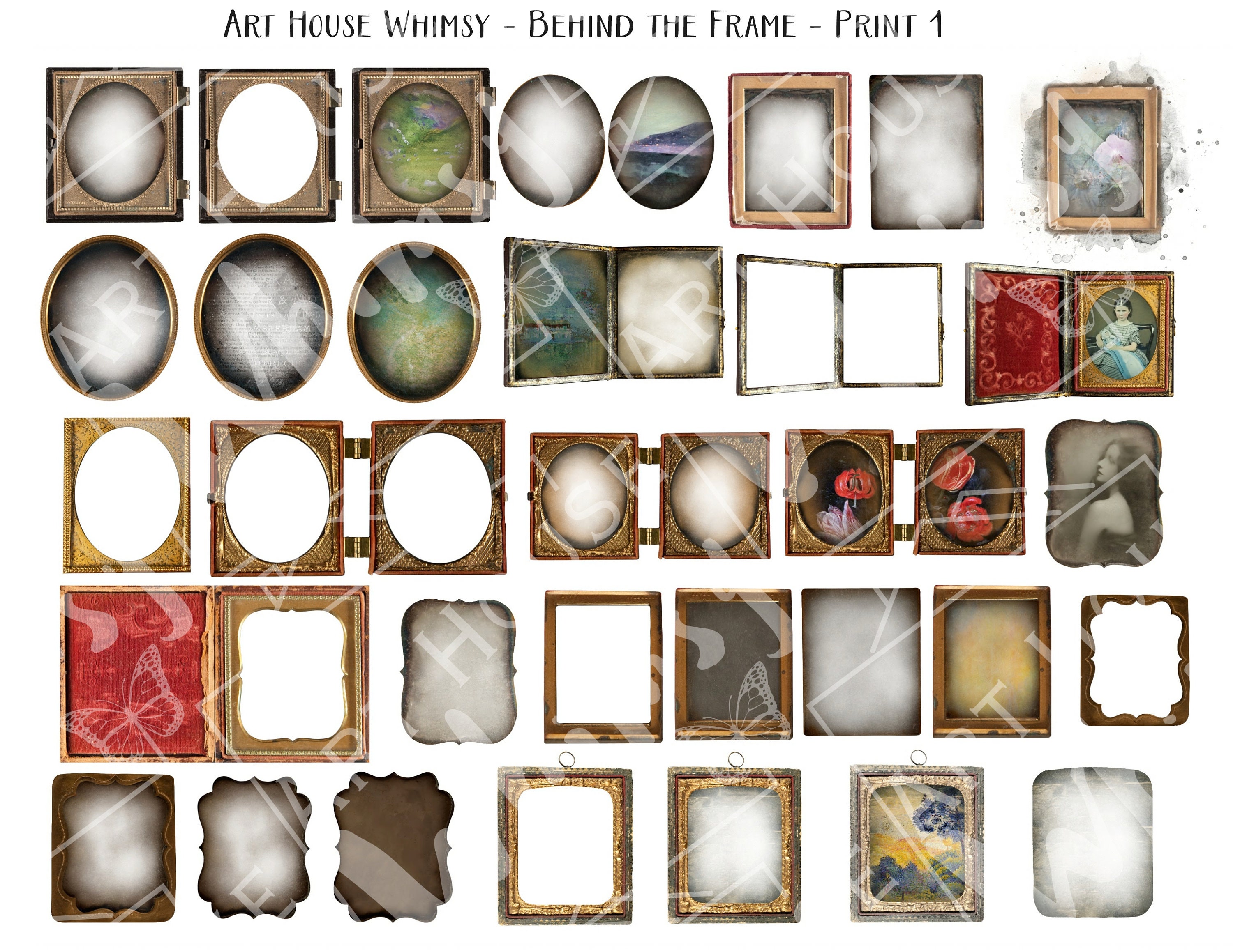 Antique Frames Clipart: Worn Vintage Styles (digital Download) - Etsy