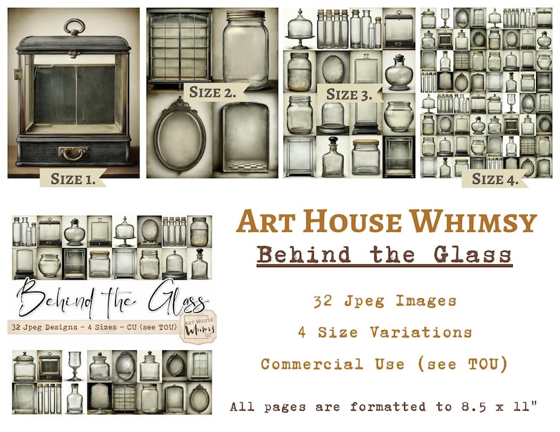 Behind the Glass: 32 Vintage Style Glass Display Elements, 4 Sizes, CU ...