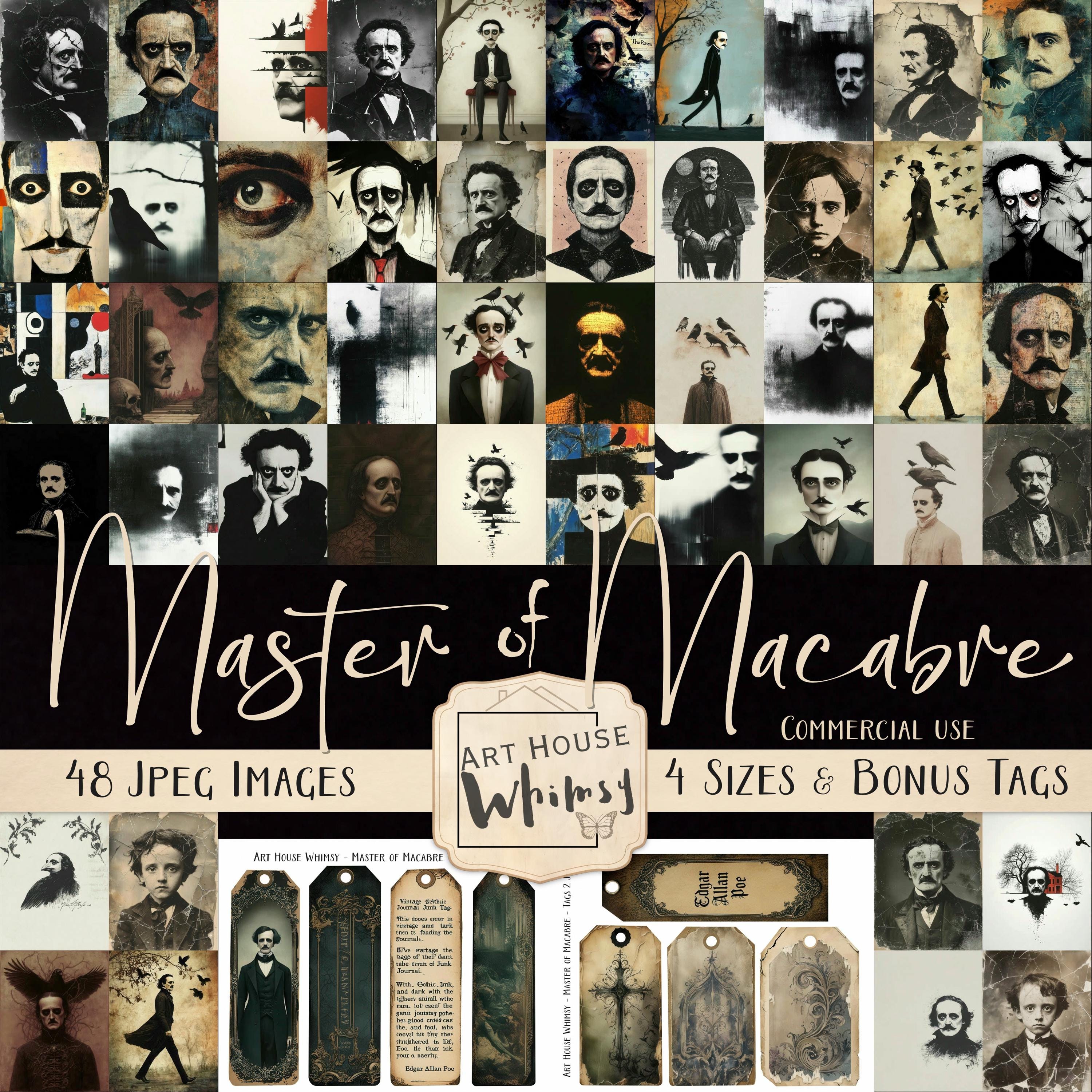 Master of Macabre: Edgar Allan Poe Graphics, Spooky Halloween Art, Tags ...