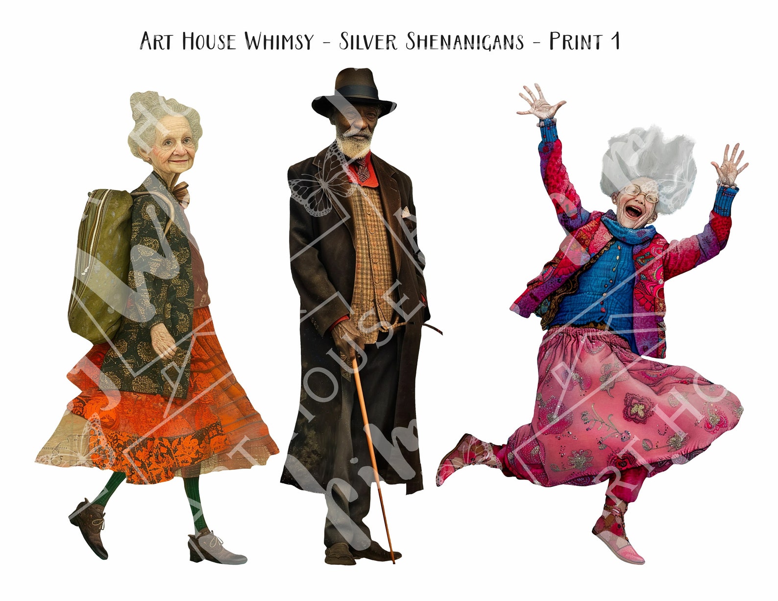 Silver Shenanigans: Whimsical Senior Clipart, Fun Oldies Graphics (10 ...