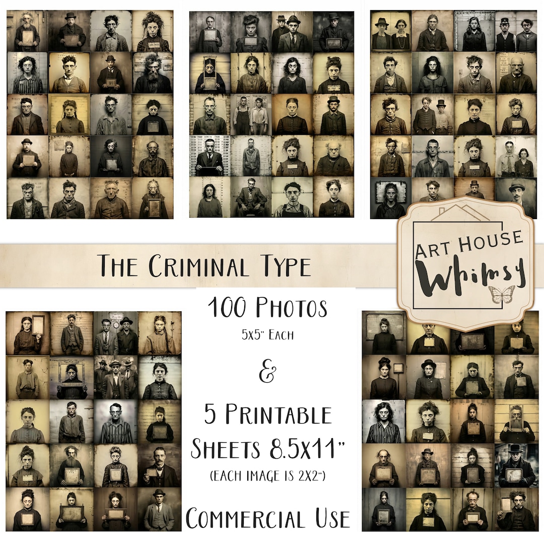 The Criminal Type 1: Vintage Mugshot Printable Images, 100 Crime Photos ...