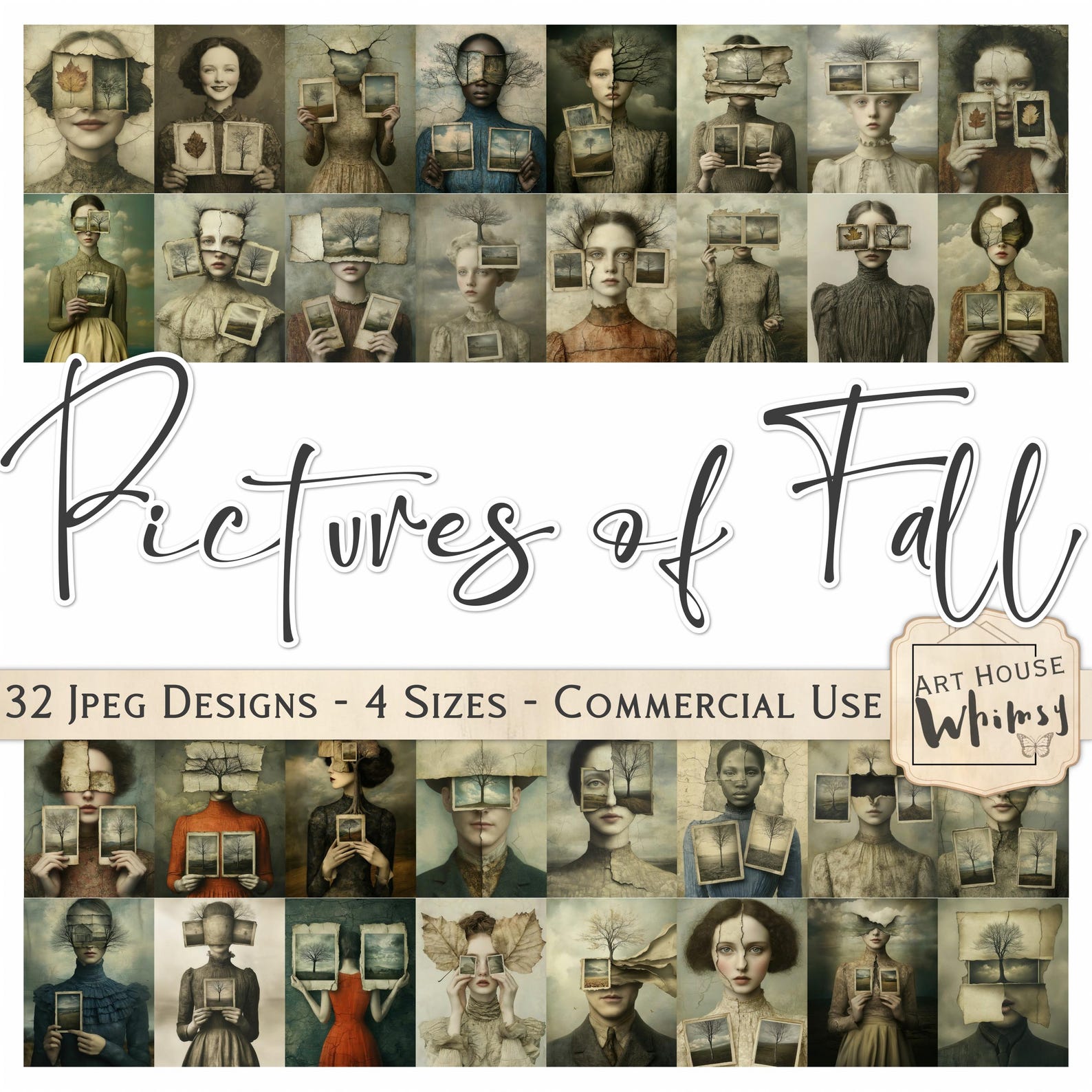 Victorian Autumn Faces: Surreal Fall Scene Jpegs (8.5x11 Digital ...