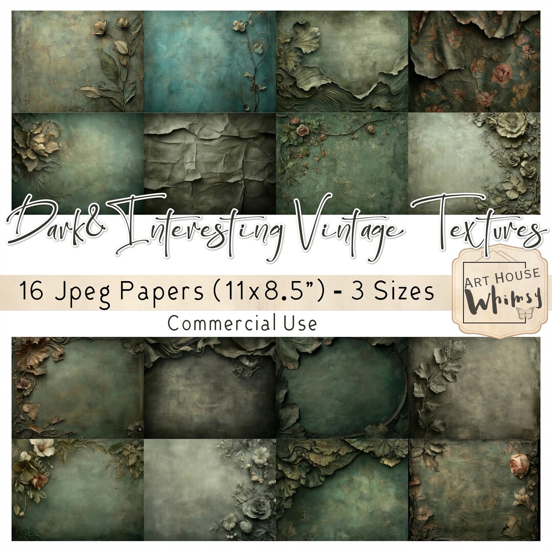 Dark & Interesting Vintage Textures: 16 Botanical Papers (11x8.5 ...