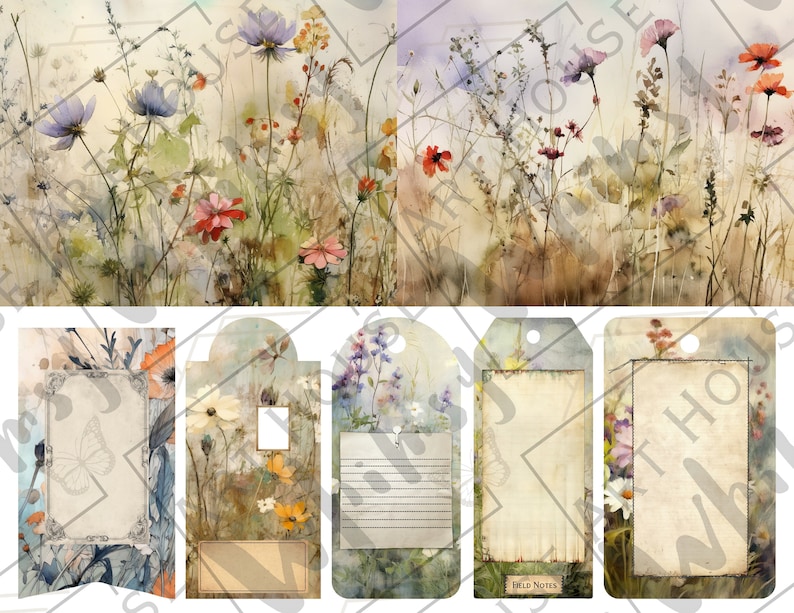 Vintage Wildflower Papers 10 Printable Botanical Papers & - Etsy