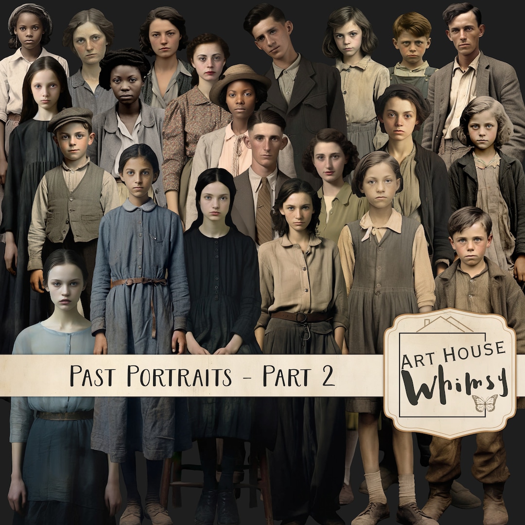 Past Portraits Part 2 - 20 PNG Elements, Hand-colored Vintage People ...