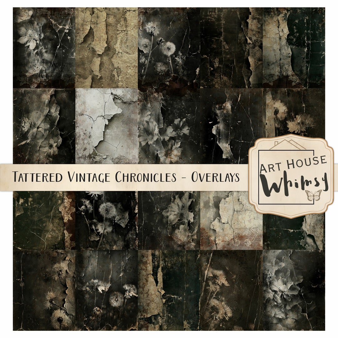 Tattered Vintage Chronicles-overlays - 20 Artistic Grunge Floral ...