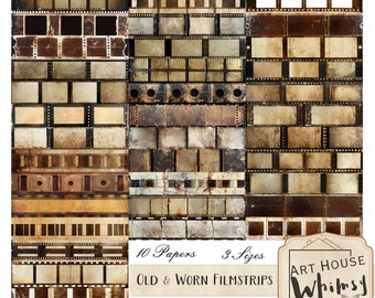 Old & Worn Filmstrip Papers: Grungy Textures for Junk Journals (digital ...