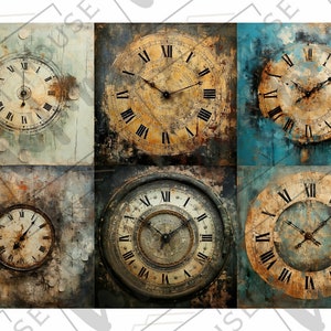 Grunge Clock Faces: Mixed Media Junk Journal Embellishments (commercial ...