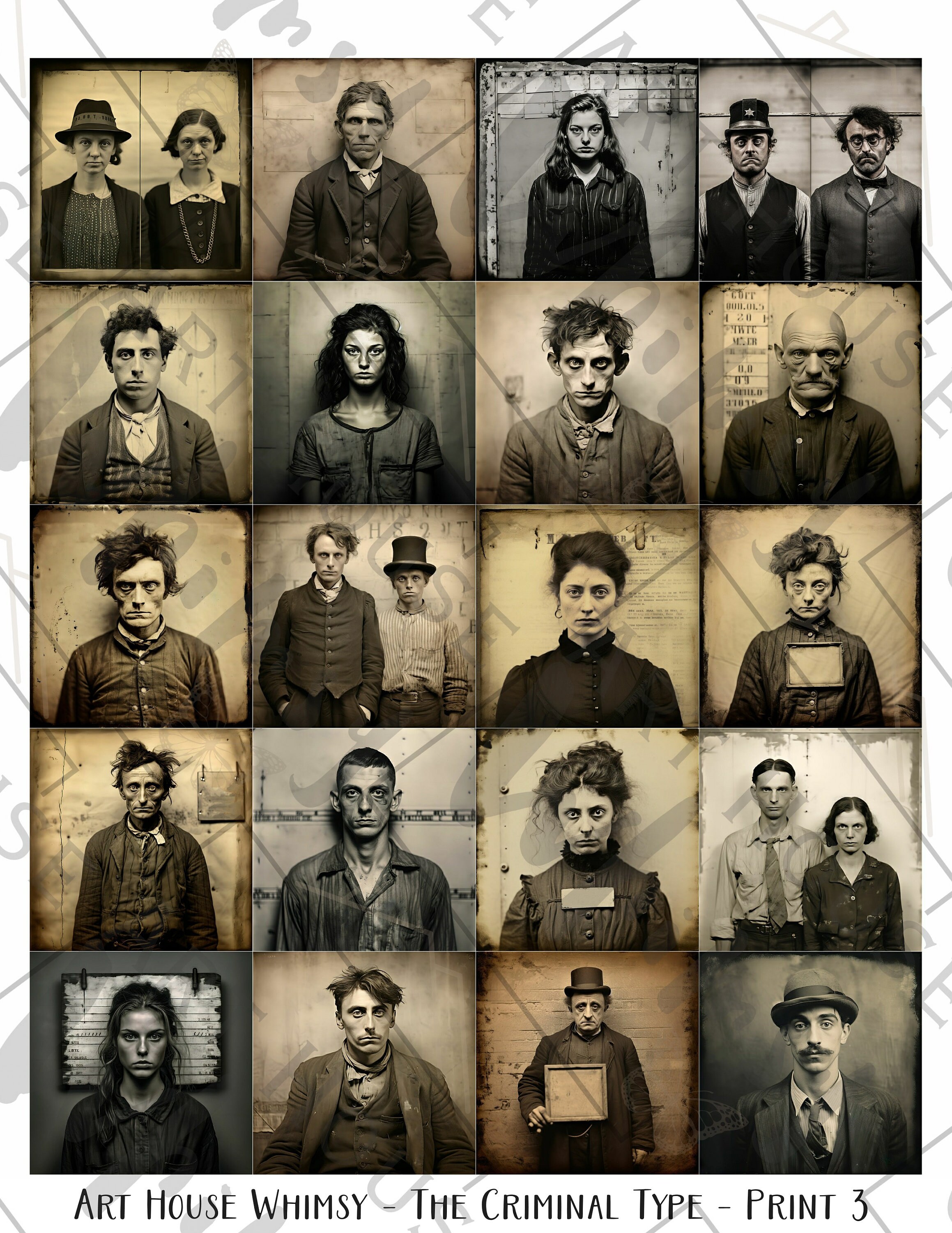 The Criminal Type 1: Vintage Mugshot Printable Images, 100 Crime Photos ...