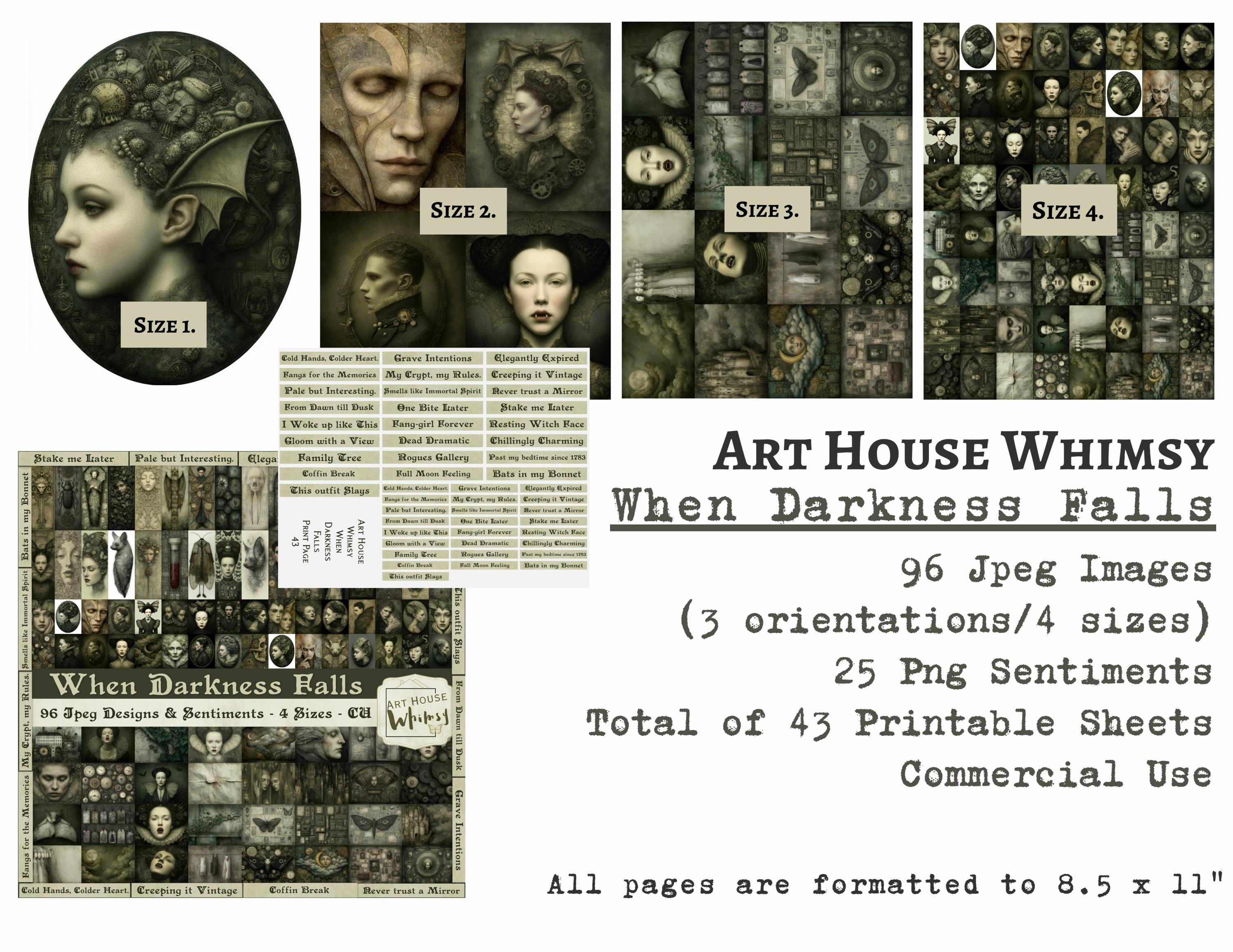 When Darkness Falls: Gothic Vampire Digital Art, Macabre Junk Journal ...