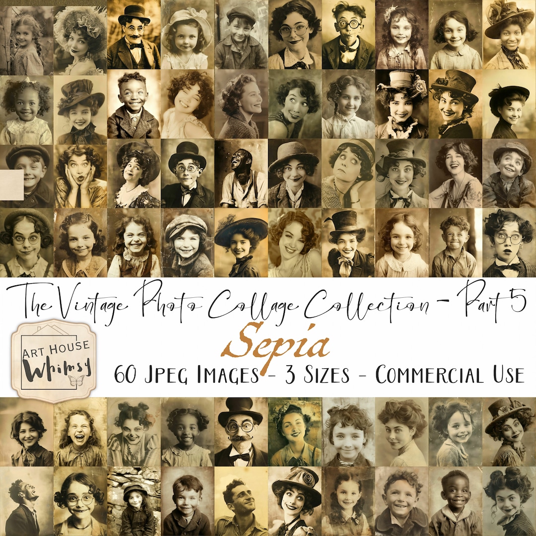 The Vintage Photo Collage Collection-part 5-sepia - 60 Fun Images, 3 ...