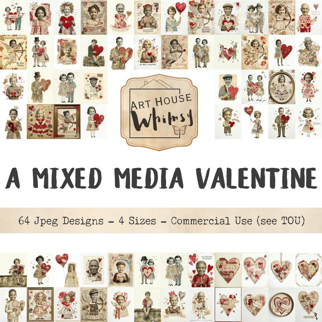 A Mixed Media Valentine: Cute Whimsical Vintage Valentines, 64 Jpeg ...
