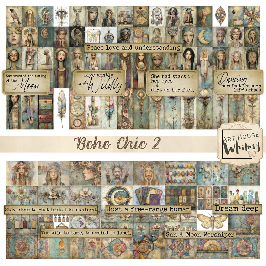 Boho Chic 2: Digital Art Jpeg Designs & Sentiments (commercial Use) - Etsy