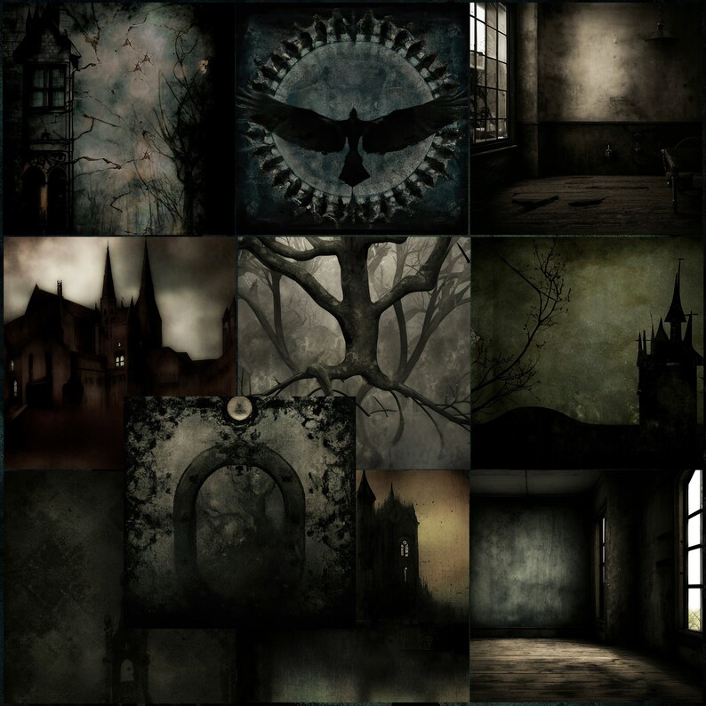 Dark & Creepy Papers: Gothic Halloween Digital Paper Backgrounds ...